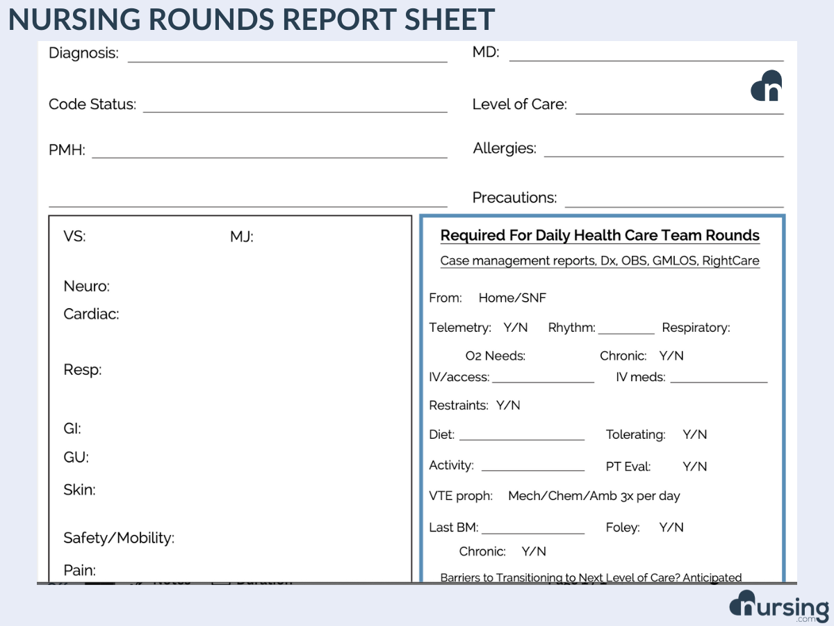 Ultimate Nursing Report Sheet Database & Free Downloads